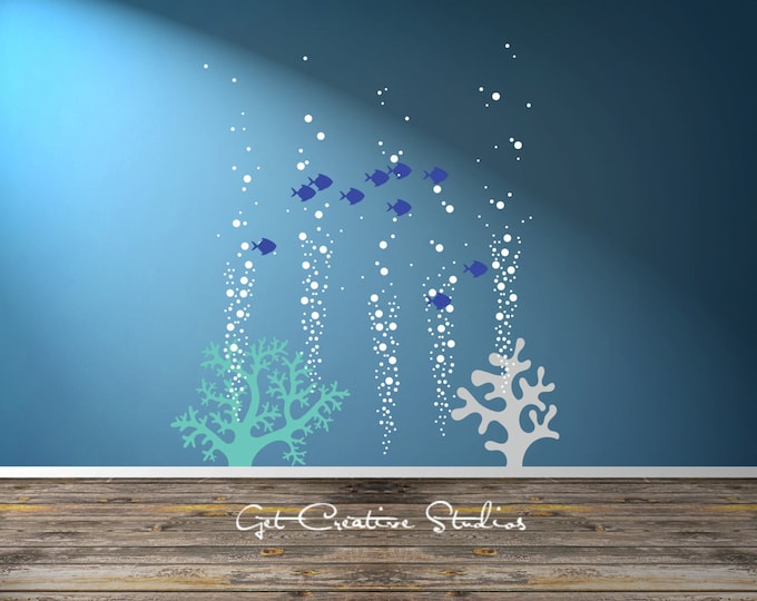 Aquarium Wall Decal Fish Wall Decal Ocean Wall Decal Underwater Wall ...