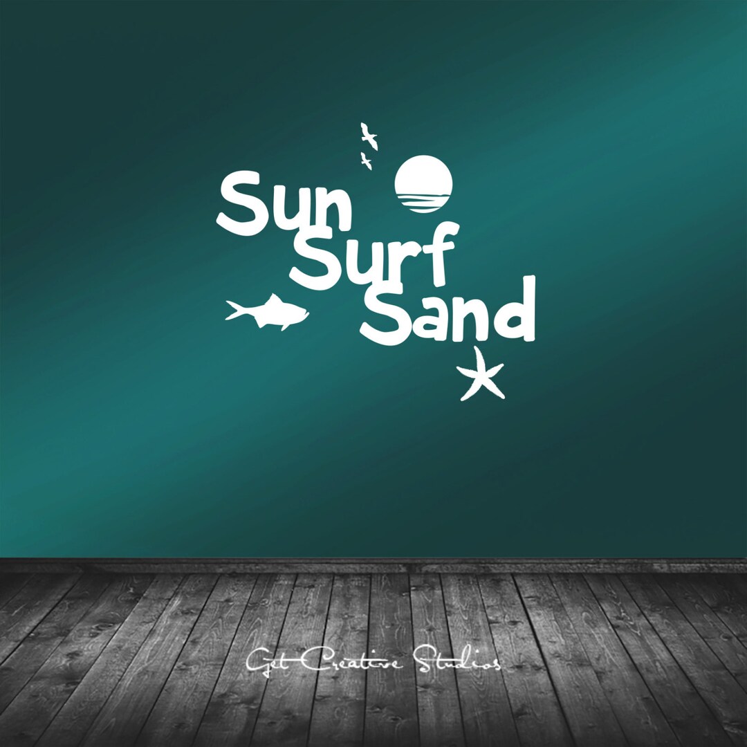 Sun Surf Sand Decal Beach House Decor Ocean Wall Art Surfing - Etsy