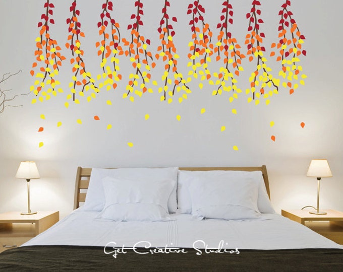 Branch Decal Tree Decal Falling Leaves Holiday Decor Autumn Decal ...