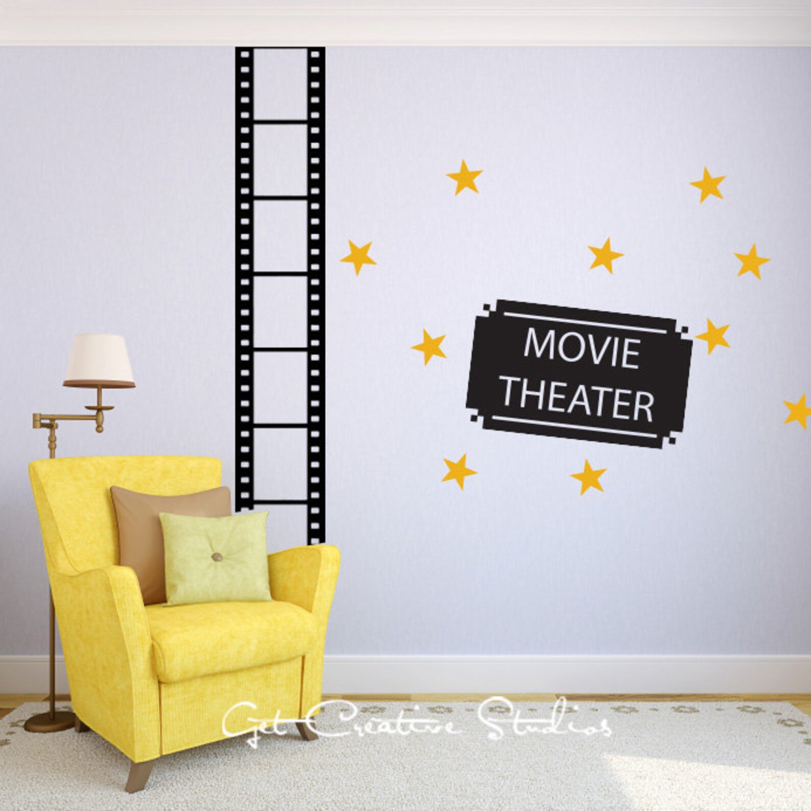 Movie Theater Decal Cinema Wall Decal Movie Theme Decal Home - Etsy