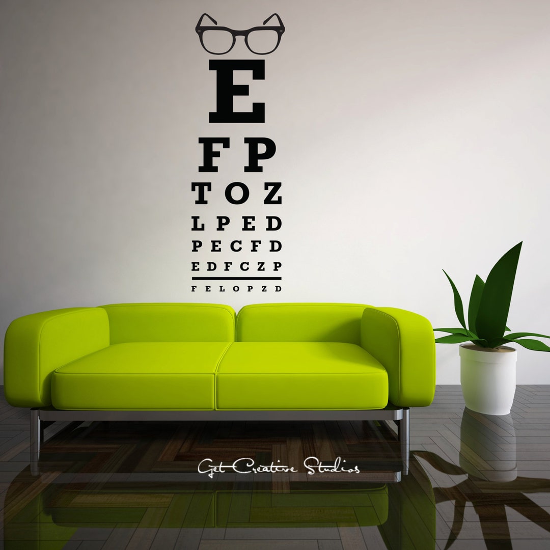 Eye Chart Decal Optometrist Wall Decal Sunglasses Decal Wayfarer Wall ...