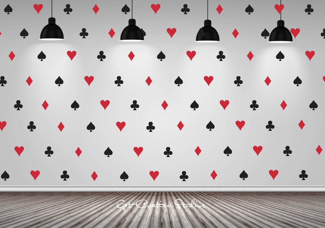 Poker Wall Decal Wallpaper Decals Playing Card Decal Suits Decal Heart ...