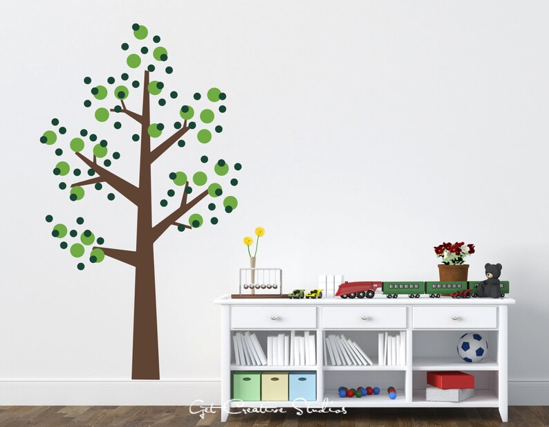 Nursery Tree Decal Polka Dot Tree Decal Round Leaves Decal - Etsy