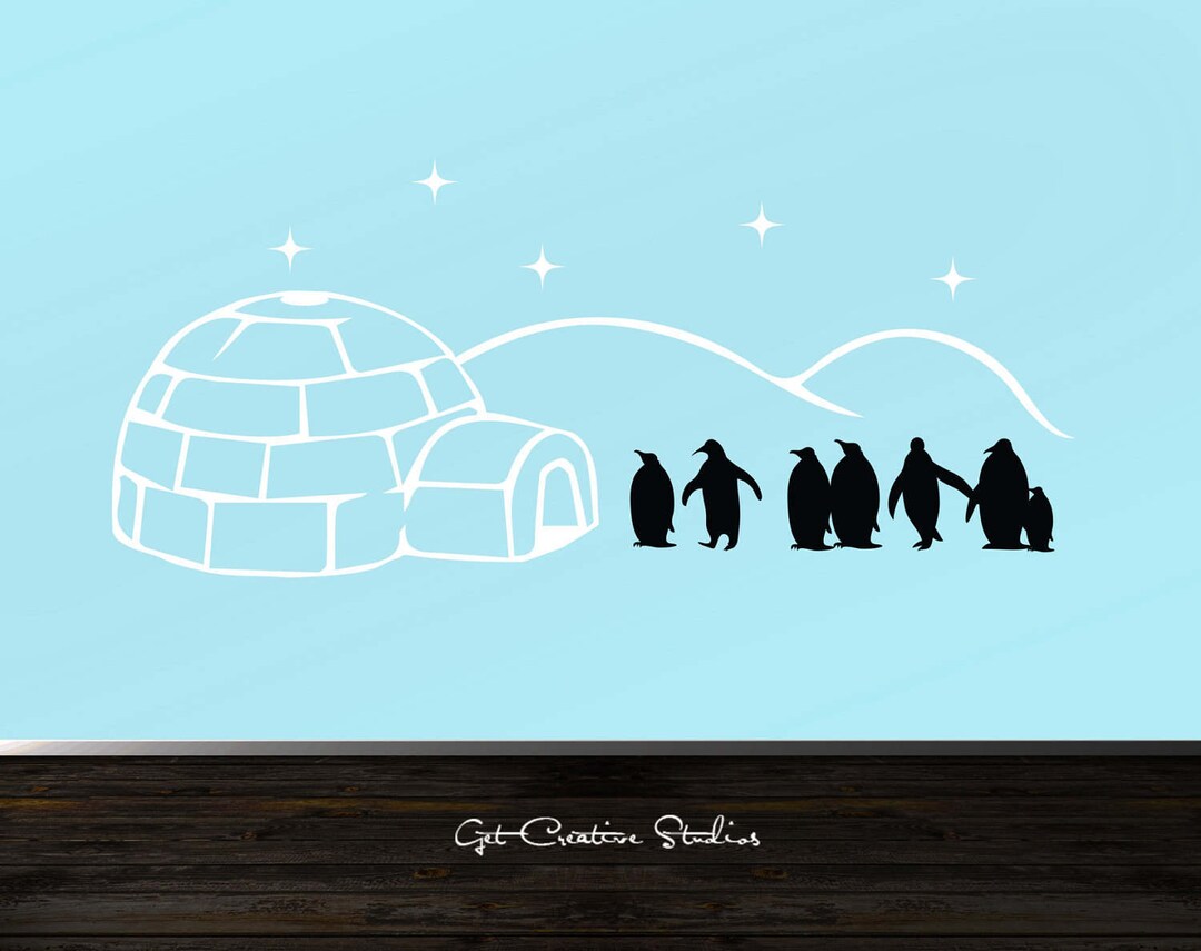 Penguin Decal Igloo Wall Decal Snow Decal March Antarctic - Etsy