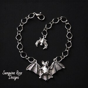 LARGE BAT BRACELET, Bat Pendant Bracelet, Halloween Bracelet, Gothic ...