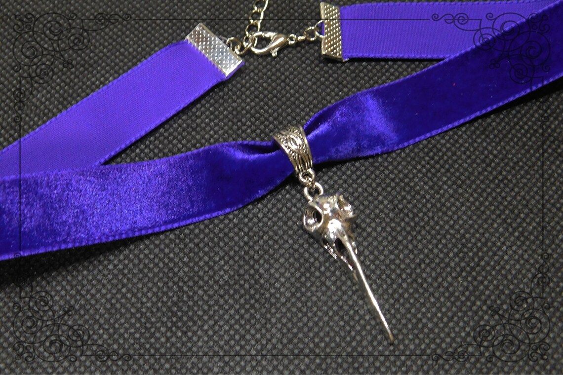 PURPLE RAVEN BIRD Skull Velvet Choker Necklace Gothic Raven - Etsy UK