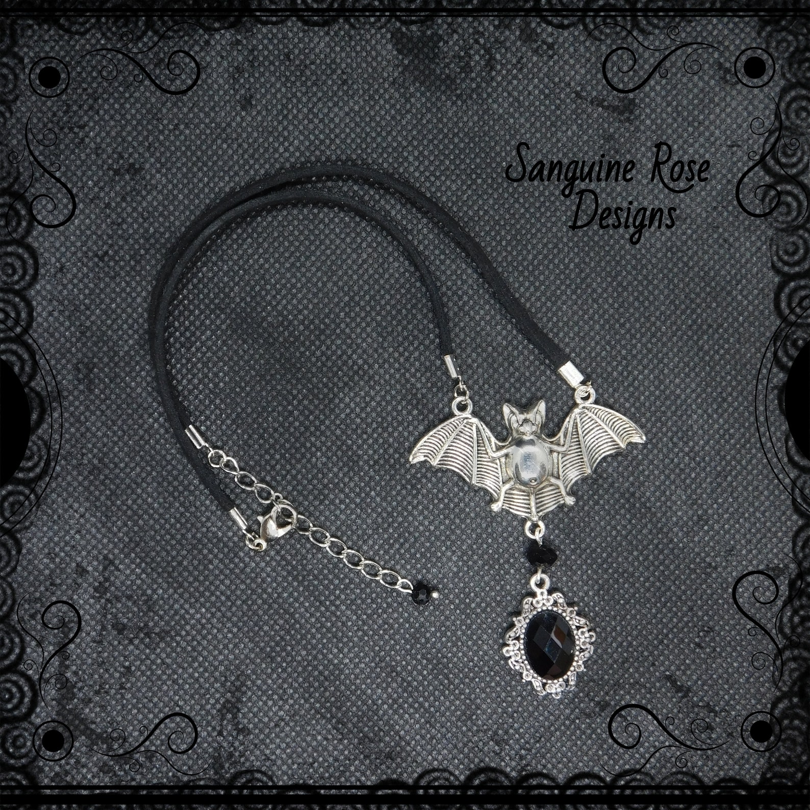 GOTHIC BAT CHOKER, Halloween Bat Necklace, Black Velvet Bat Pendant ...