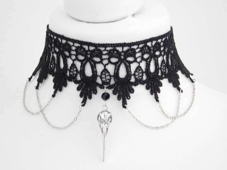 RAVEN BLACK CHOKER Necklace Raven Skull Choker Gothic | Etsy