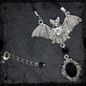 GOTHIC BAT CHOKER, Halloween Bat Necklace, Black Velvet Bat Pendant ...