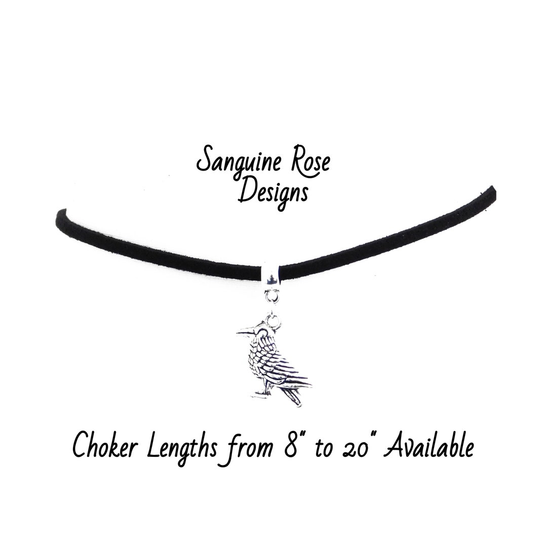 Raven Choker Necklace Silver / Gothic Grunge Choker on Black Cord ...