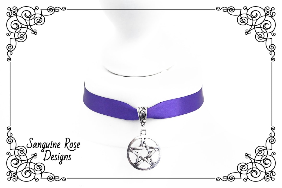 Handmade Purple Satin Pentagram Choker Necklace, Pagan Wicca Jewelry - Etsy