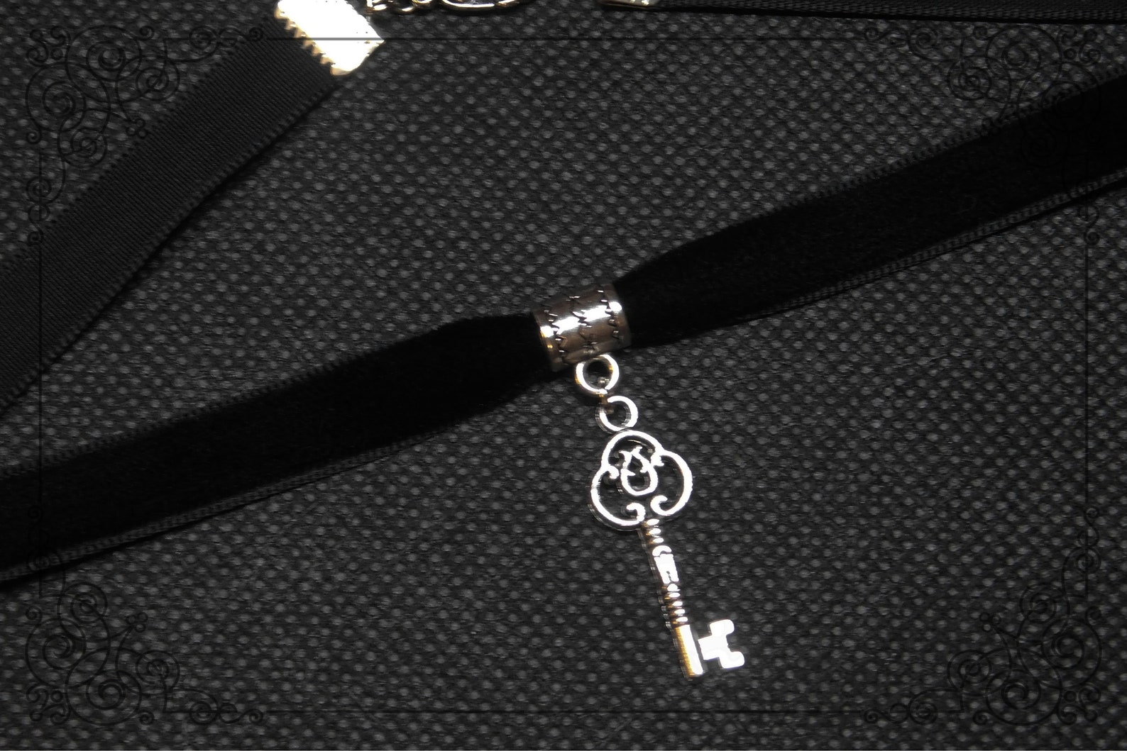 KEY BLACK VELVET Choker Necklace Dainty Key Choker Gothic | Etsy