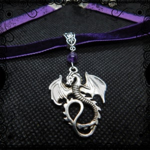 Dragon Choker Necklace, Gothic Choker, Folklore Choker, Purple Velvet ...