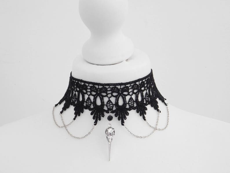 RAVEN BLACK CHOKER Necklace Raven Skull Choker Gothic | Etsy