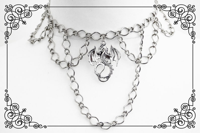 DRAGON CHAIN CHOKER Necklace Mythical Choker Dragon Choker - Etsy