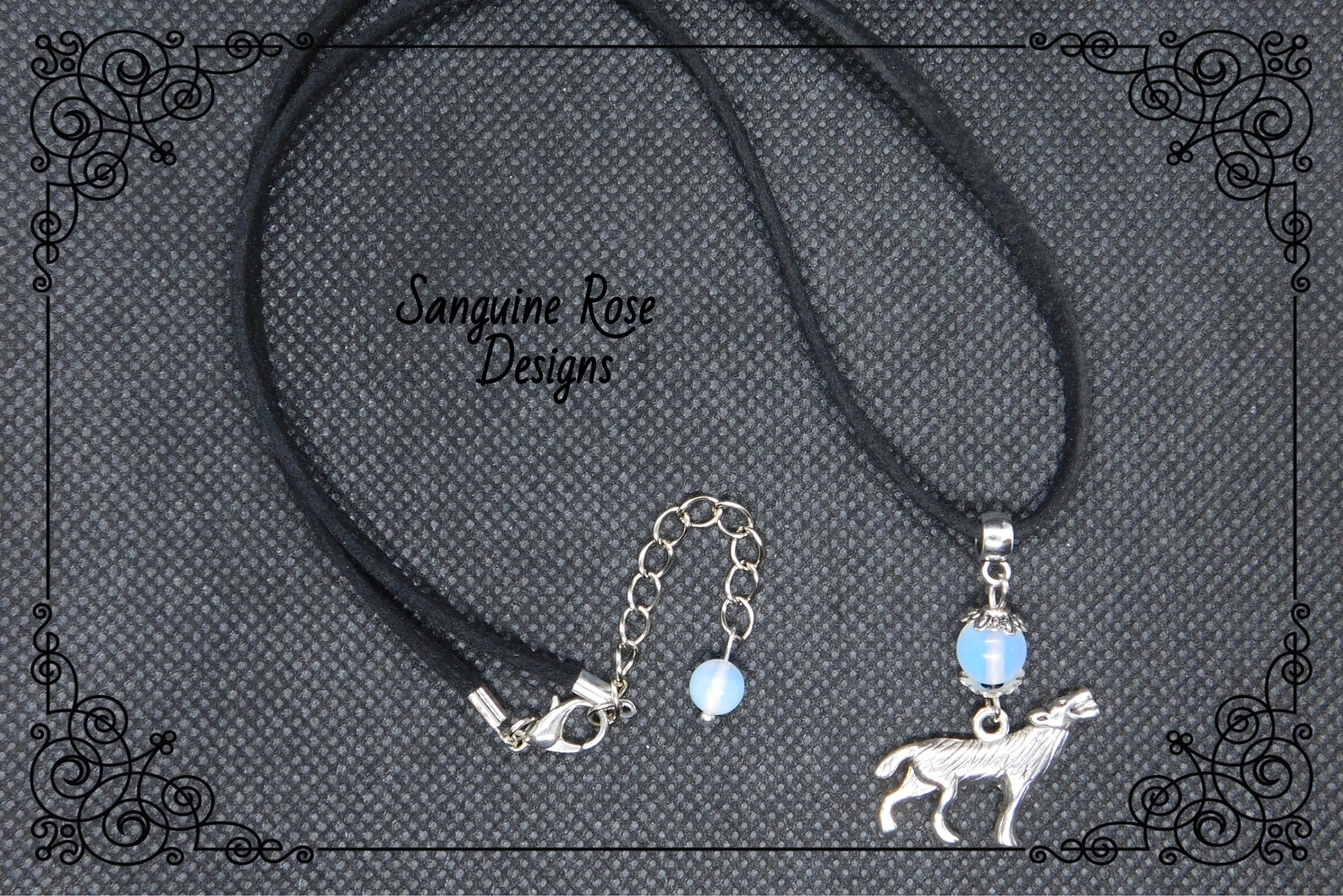 WOLF MOON CHOKER Necklace Werewolf Moon Pendant Moonstone - Etsy UK