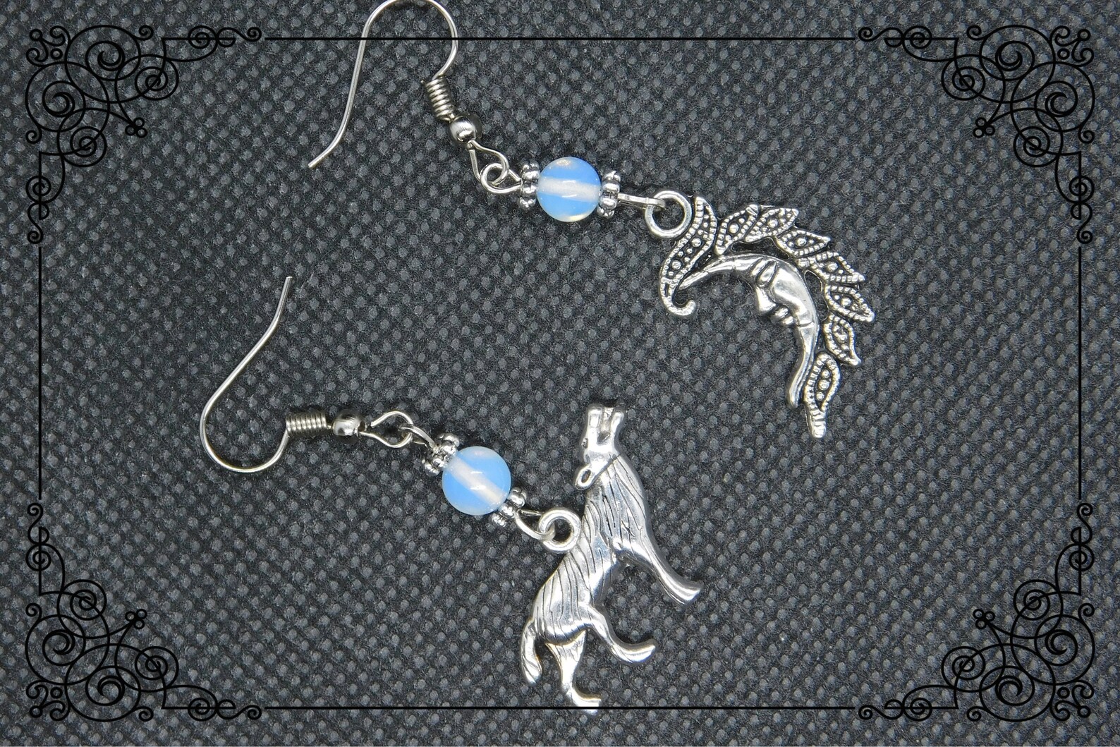 WOLF MOON EARRINGS, Moonstone Earrings, Gothic Earrings, Werewolf Moon ...