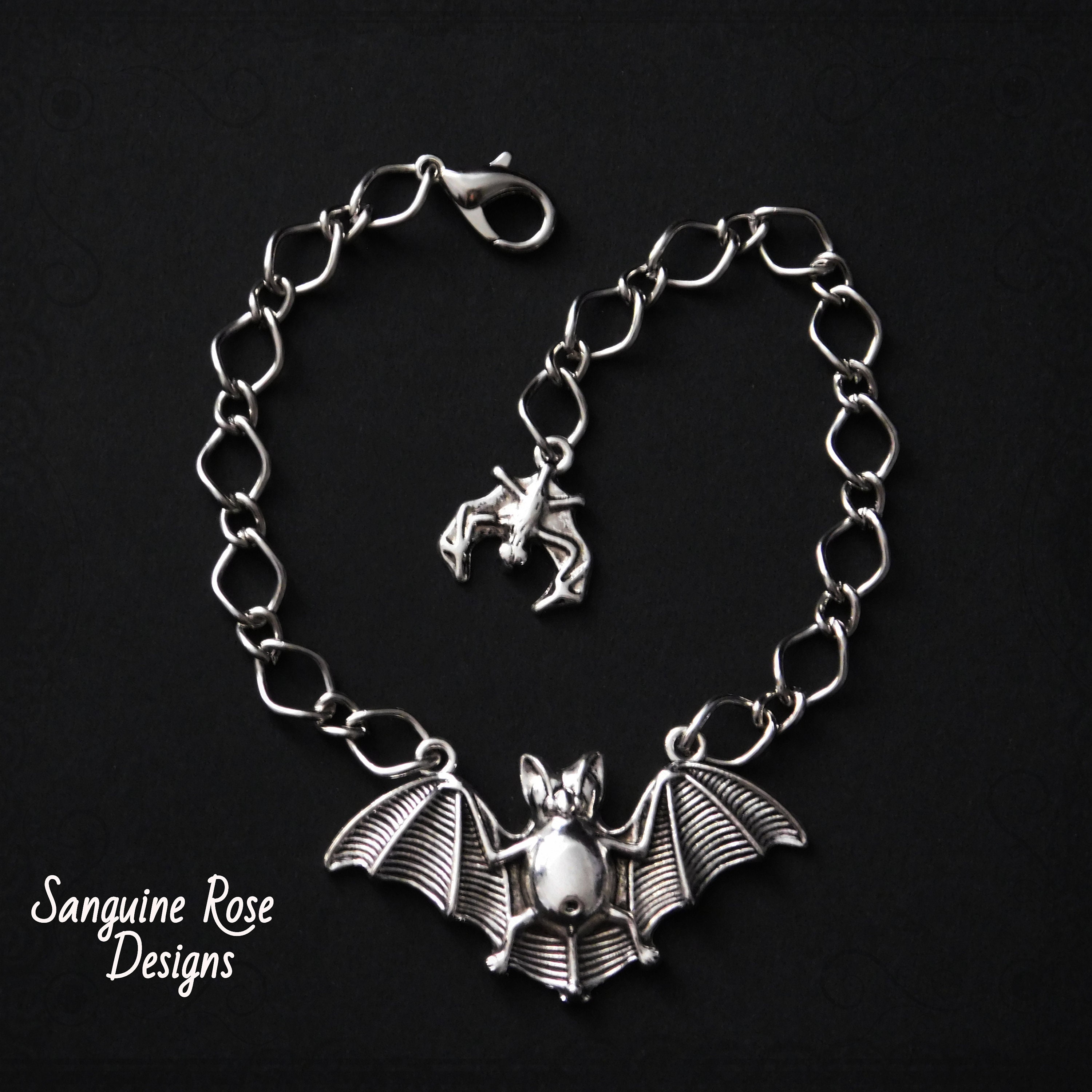 LARGE BAT BRACELET Bat Pendant Bracelet Halloween Bracelet - Etsy UK