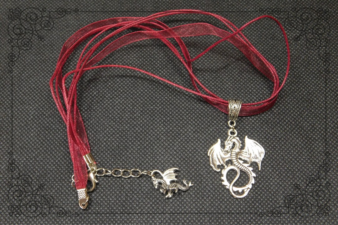 RED DRAGON NECKLACE | Gothic Dragon Pendant | Mythical Pendant Necklace ...