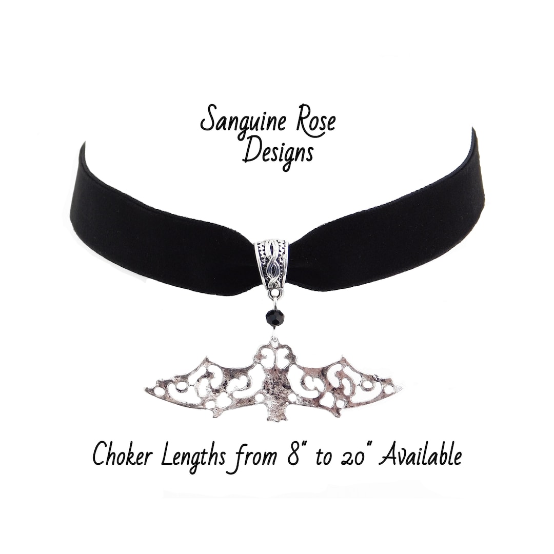 Silver Bat Choker Necklace / Gothic Bat Choker Necklace / Dark Elegant ...