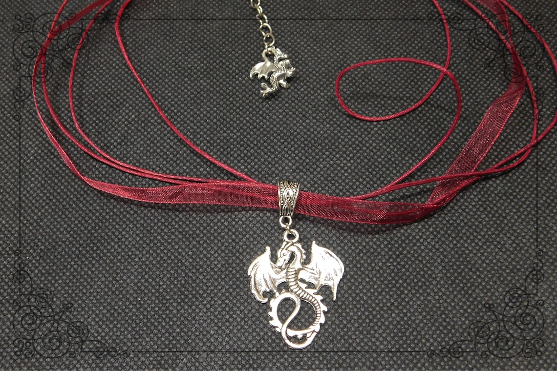RED DRAGON NECKLACE | Gothic Dragon Pendant | Mythical Pendant Necklace ...