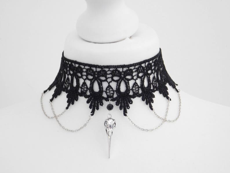 RAVEN BLACK CHOKER Necklace Raven Skull Choker Gothic | Etsy