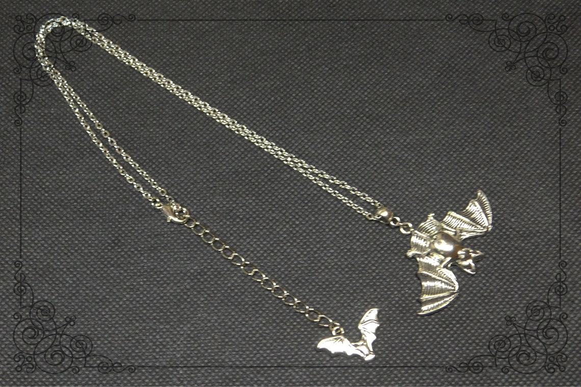 GOTHIC BAT NECKLACE Gothic bat Jewelry Silver Bat Necklace | Etsy