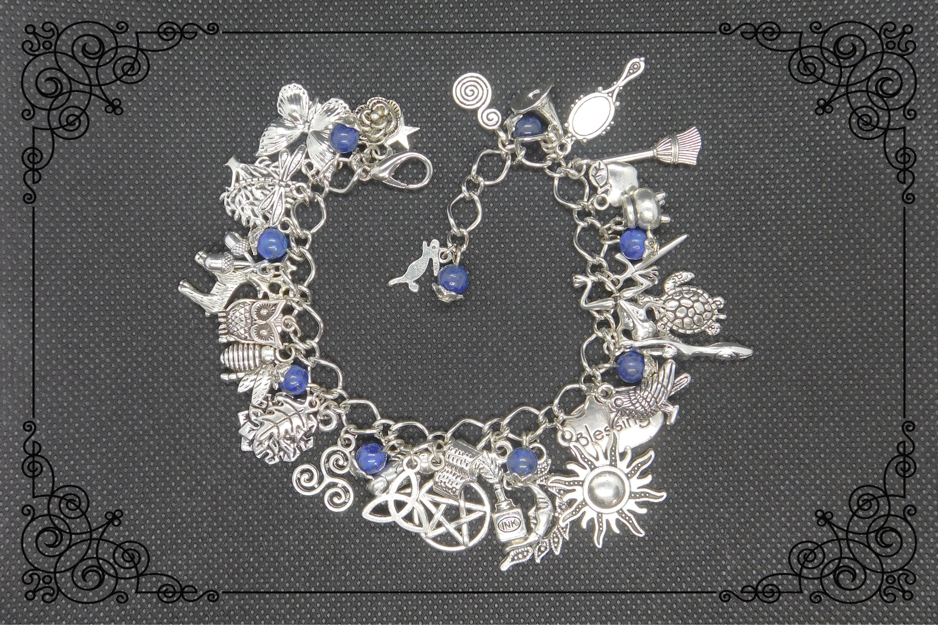 LAPIS LAZULI PAGAN Charm Bracelet Wicca Silver Charm | Etsy