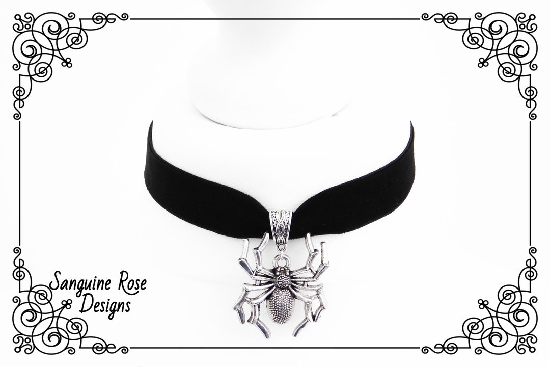 GOTHIC SPIDER CHOKER Necklace in Black | Gothic Pagan Wicca Spider ...