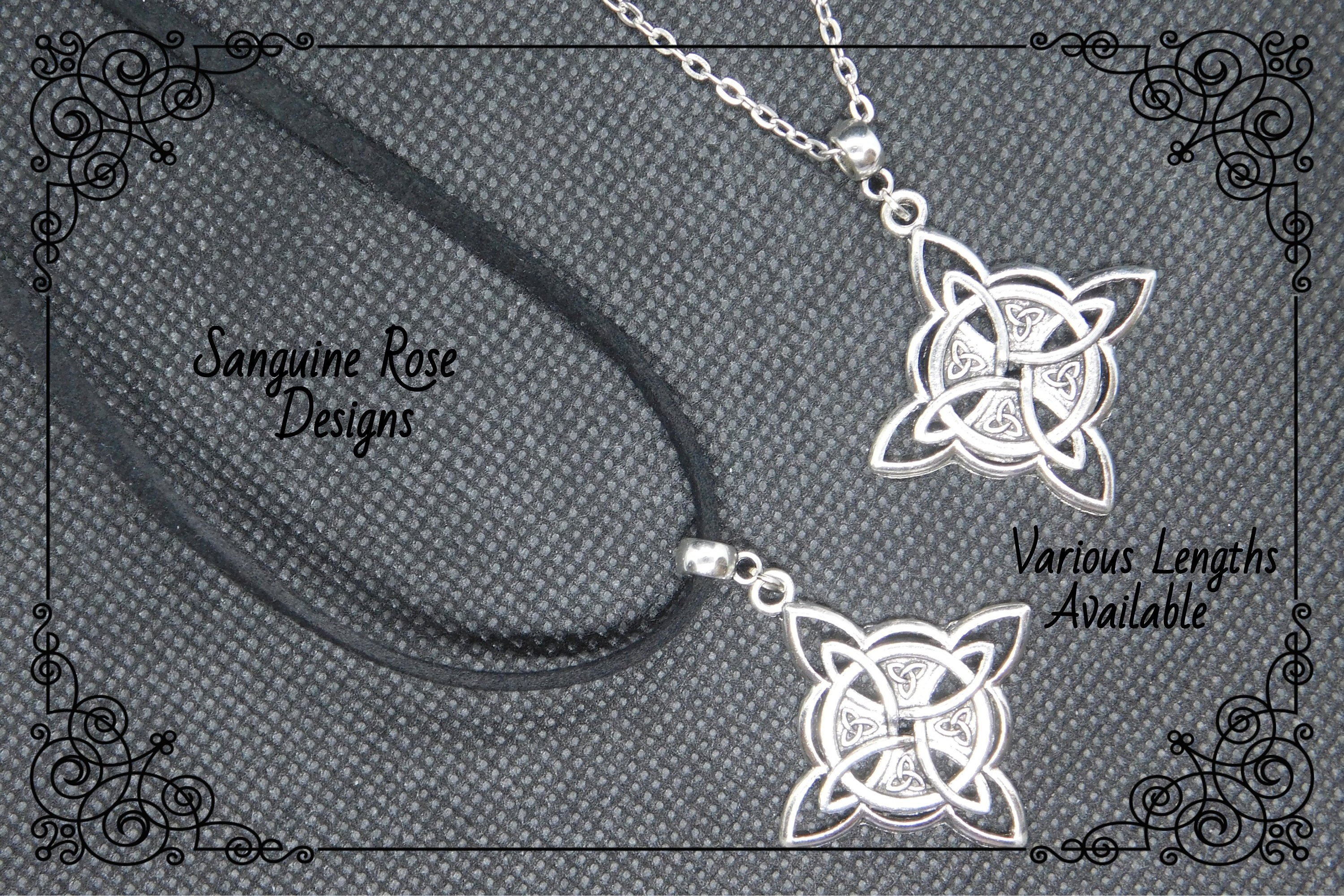 TRIQUETRA CELTIC KNOT Necklace, Triquetra Cross Pendant, Black or ...