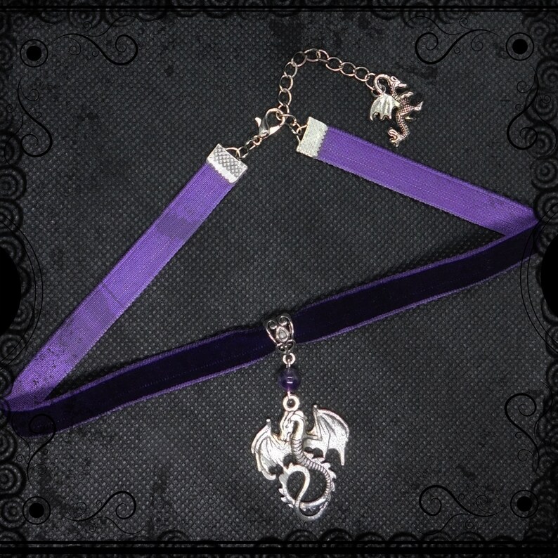 Dragon Choker Necklace Gothic Choker Folklore Choker Purple - Etsy