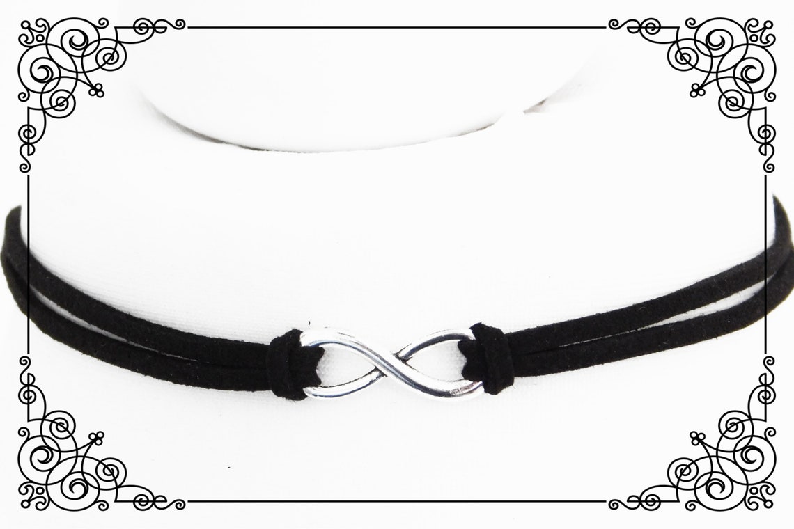 INFINITY CHOKER NECKLACE Black Velvet Choker Double Choker | Etsy UK