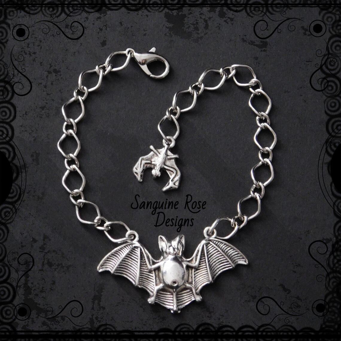LARGE BAT BRACELET Bat Pendant Bracelet Halloween Bracelet - Etsy UK