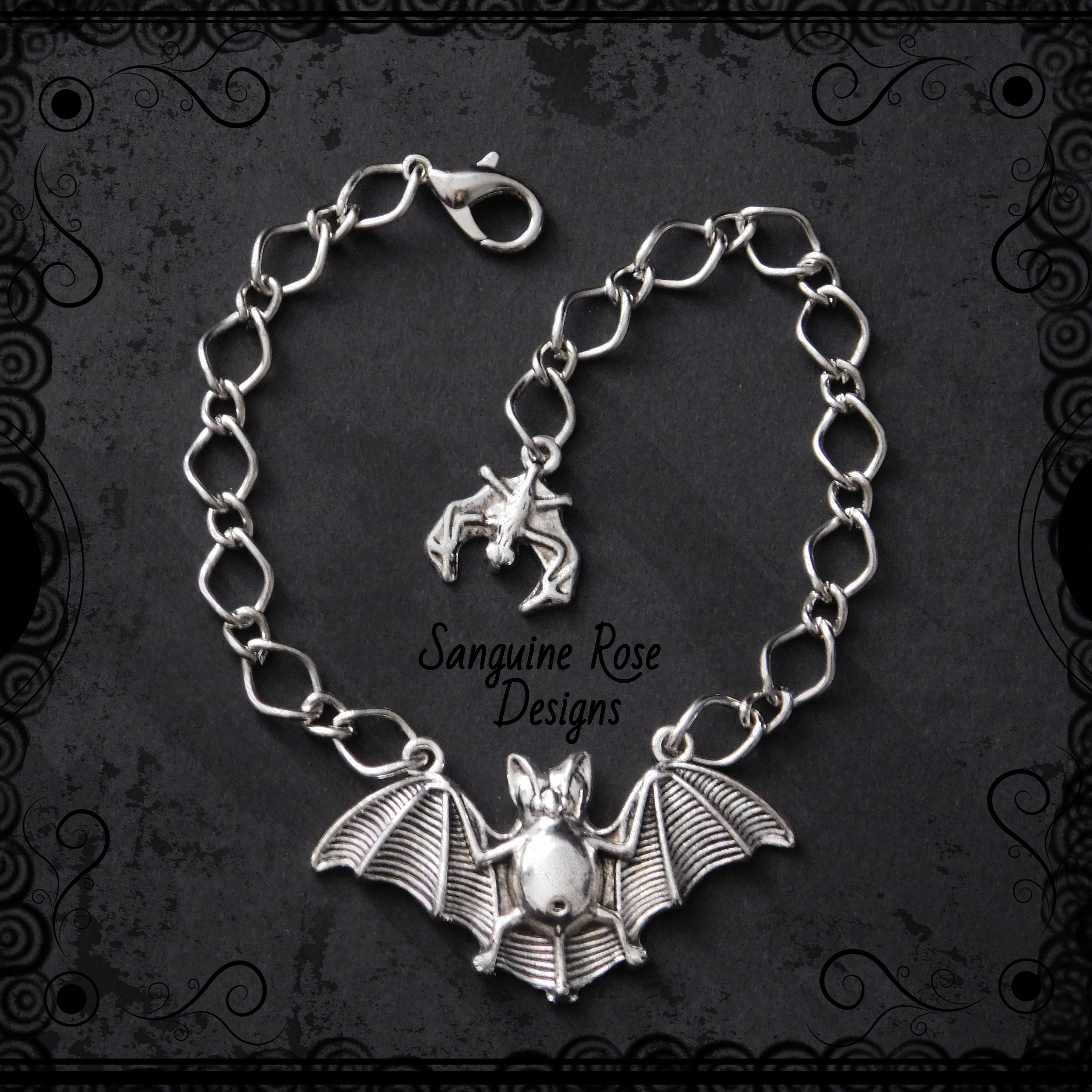 LARGE BAT BRACELET Bat Pendant Bracelet Halloween Bracelet - Etsy UK