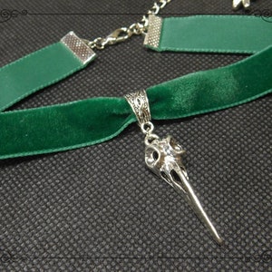 GREEN RAVEN BIRD Skull Velvet Choker Necklace | Gothic Raven Choker ...