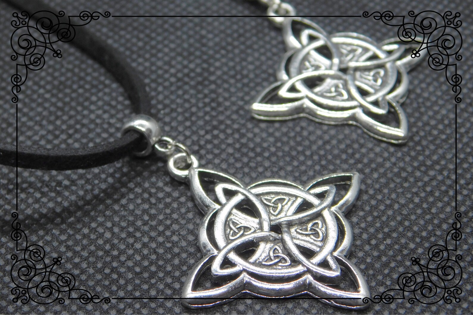 TRIQUETRA CELTIC KNOT Necklace, Triquetra Cross Pendant, Black or ...