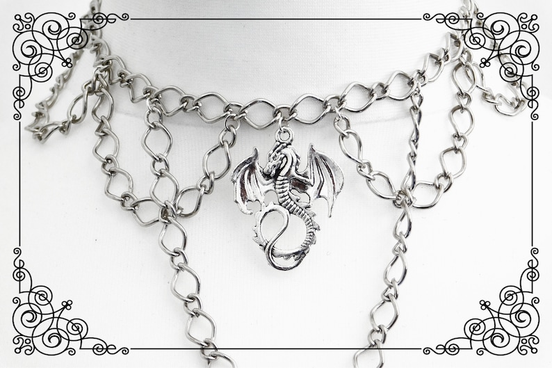 DRAGON CHAIN CHOKER Necklace Mythical Choker Dragon Choker - Etsy