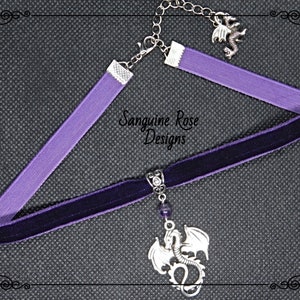 Dragon Choker Necklace, Gothic Choker, Folklore Choker, Purple Velvet ...