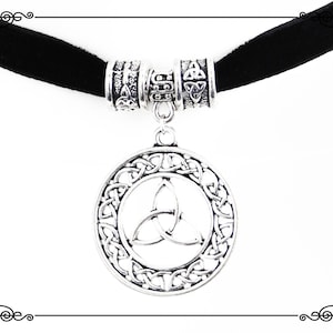 BLACK CELTIC Choker Necklace | Black Choker Necklace | Triquetra Choker ...