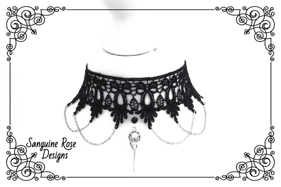 RAVEN BLACK CHOKER Necklace Raven Skull Choker Gothic - Etsy UK