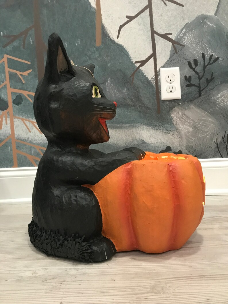LARGE Bethany Lowe Cats Got Your Pumpkin Halloween Light - Etsy