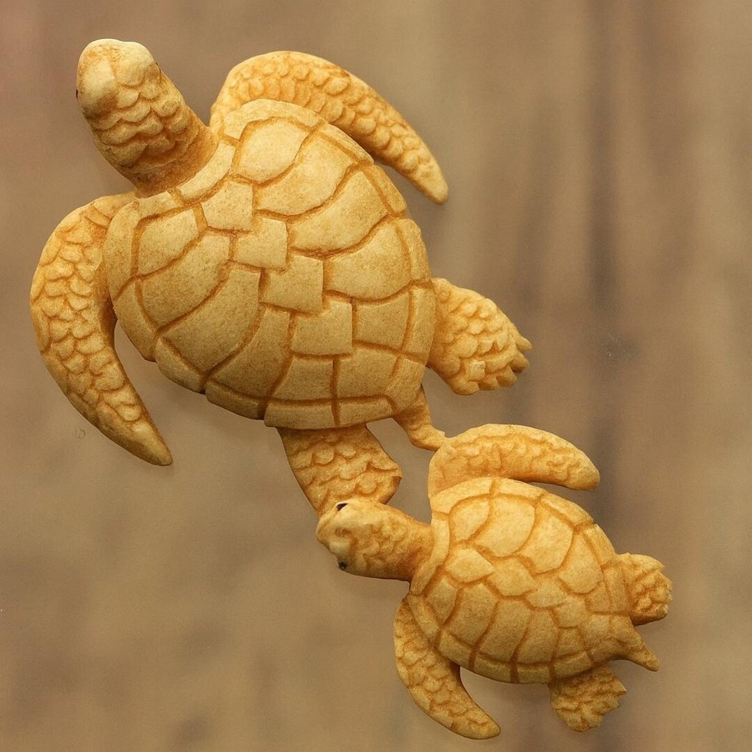 Hand-carved Bone Sea Turtle Duo • Ethically Sourced • Antique Stain ...