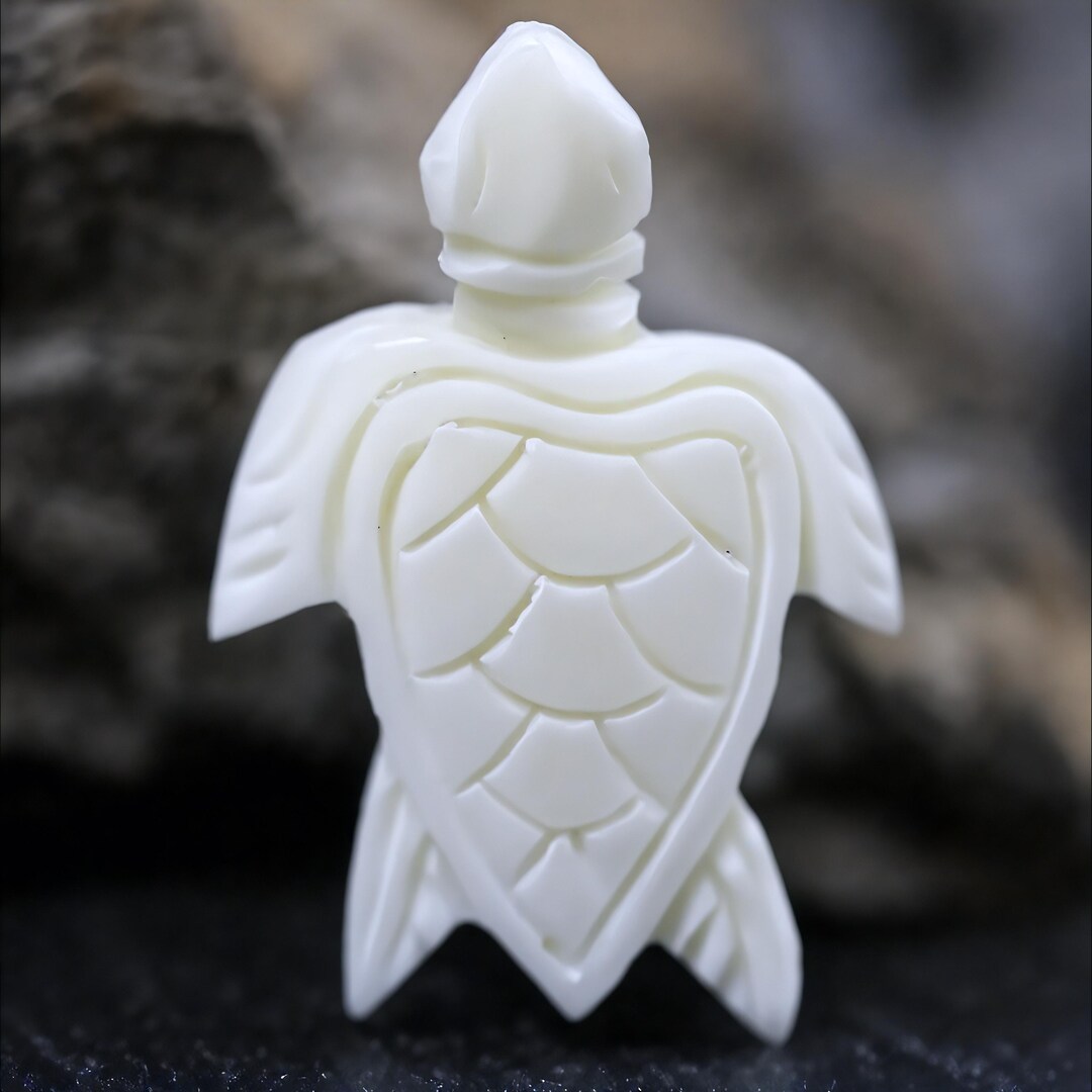 Carved Bone Sea Turtle Amulet, Ocean Spirit Animal, Buffalo Bone ...