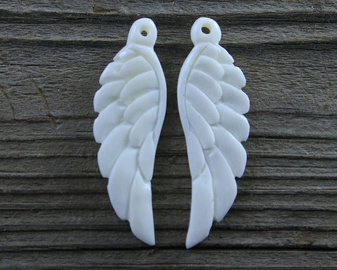 Angel Wings Handcarved Bone Earring & Jewelry Pair Front Drilled - Etsy