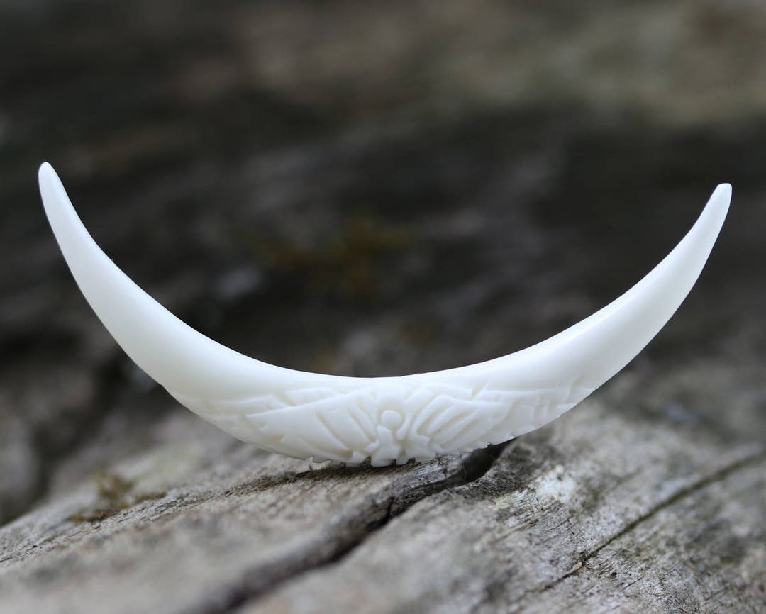 Carved Bone Crescent Tusk • Tribal Pendant Focal for Wire Wrap ...
