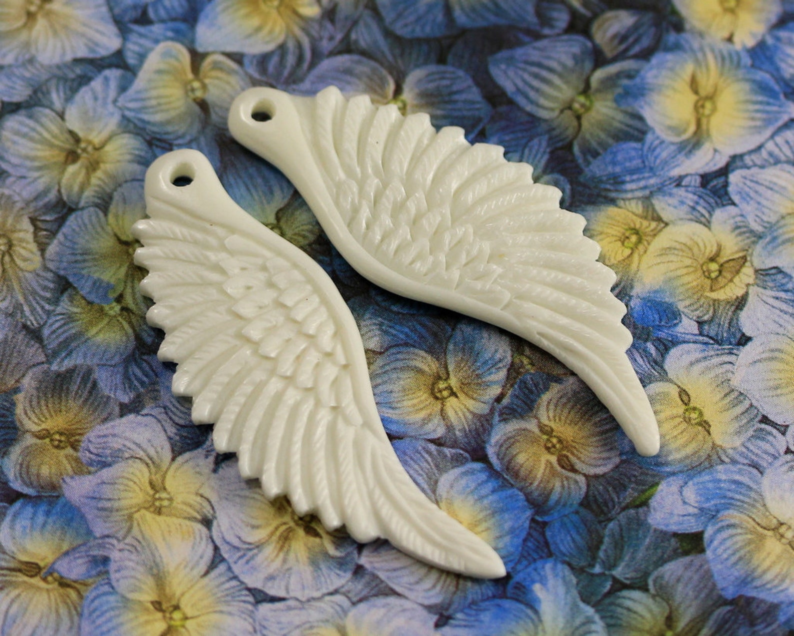 Carved Bone Wings Drilled Pair Angel Wings Angelic Birds - Etsy
