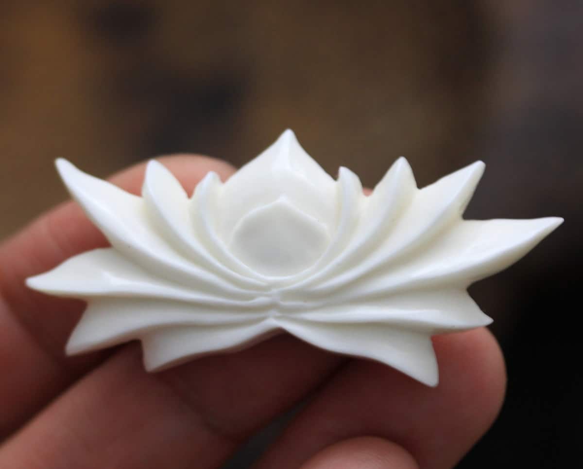 Lotus Flower Bone Carving Carved Cow Bone Flat Back Organic - Etsy