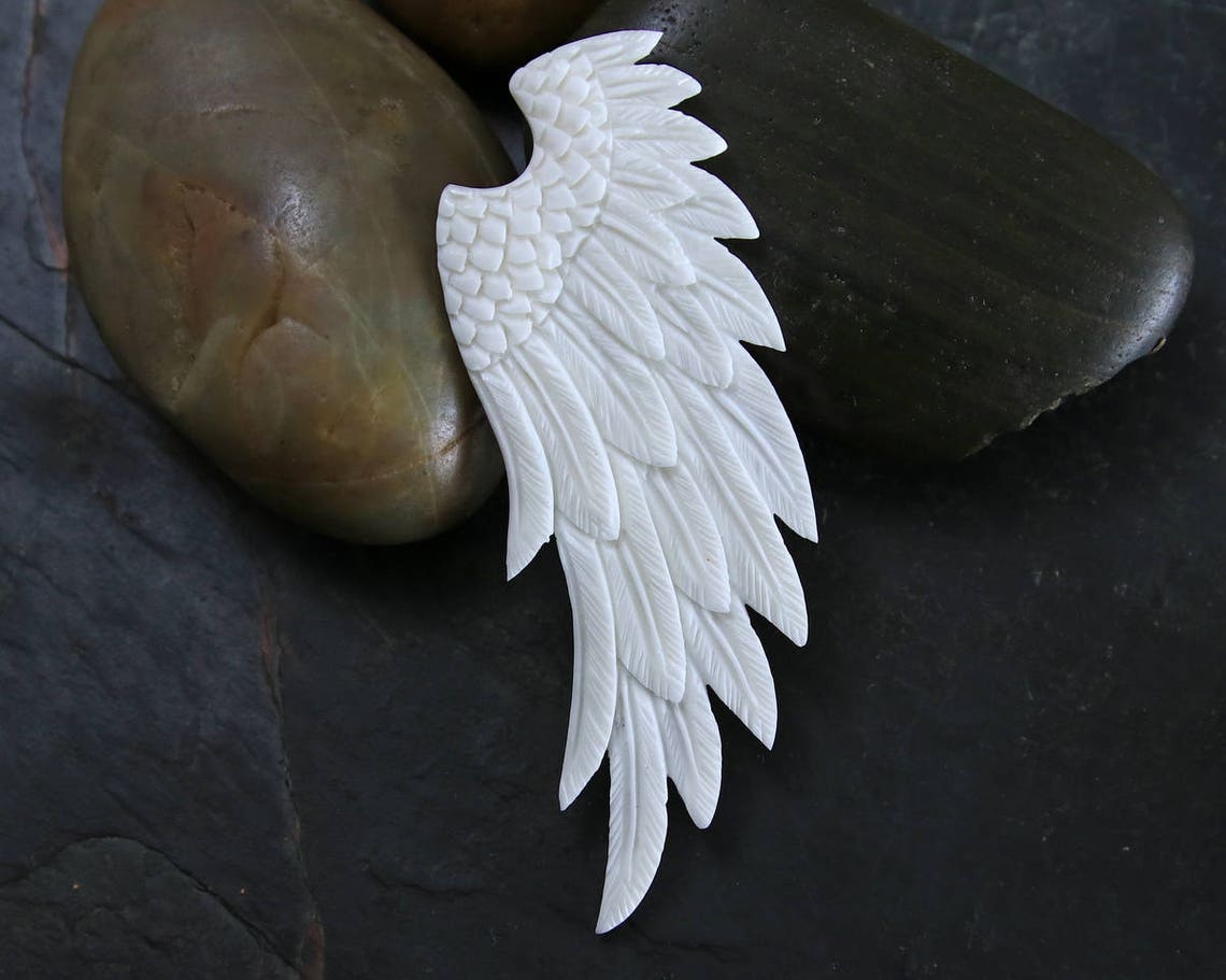 XL Hand Carved Bone Reversible Angel Wing High Quality Organic - Etsy
