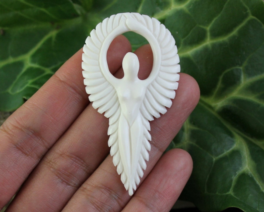 Angel Pendant Carving From Cow Bone Angelic Heavenly Jewelry - Etsy