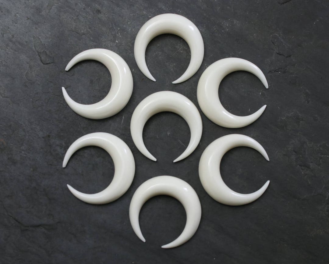Flat-back Bone Crescent Moon | Hand-carved Lunar Cabochon for Jewelry ...